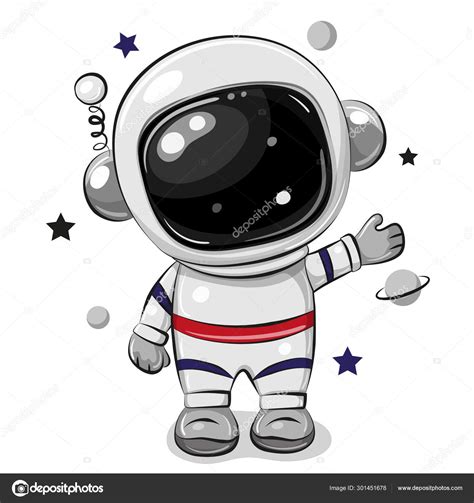 Astronauta De Dibujos Animados Aislado Sobre Un Fondo Blanco Vector De