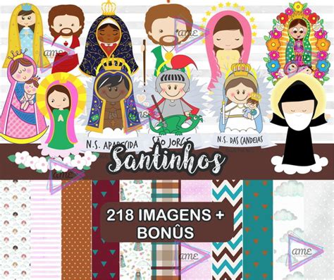 Kit Digital Santinhos Catolicos Aquarelados Ilustracoes Png