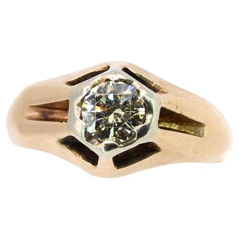 Vintage 14k Yellow Gold Men S Diamond Ring For Sale At 1stDibs