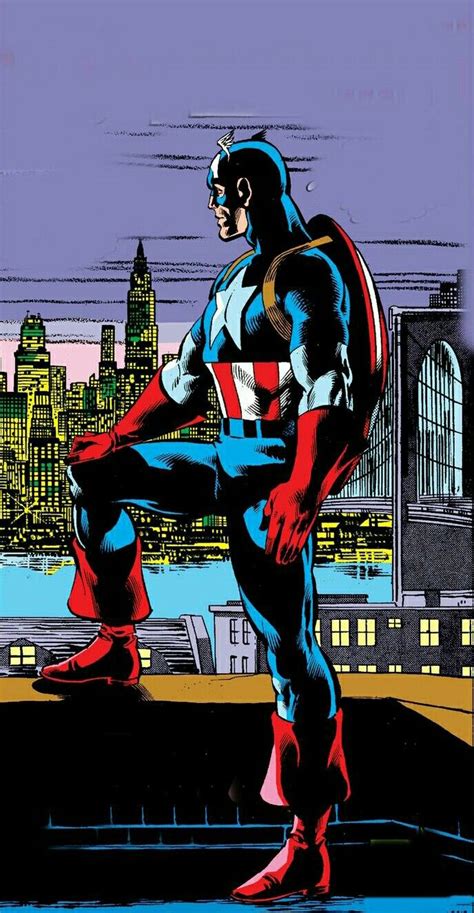 An Image Of Captain America On The Roof Of A Building With City Lights