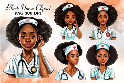 1 Black Nurse Watercolor Designs Graphics