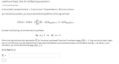 solved likelihood ratio test for shifted exponential 11 1
