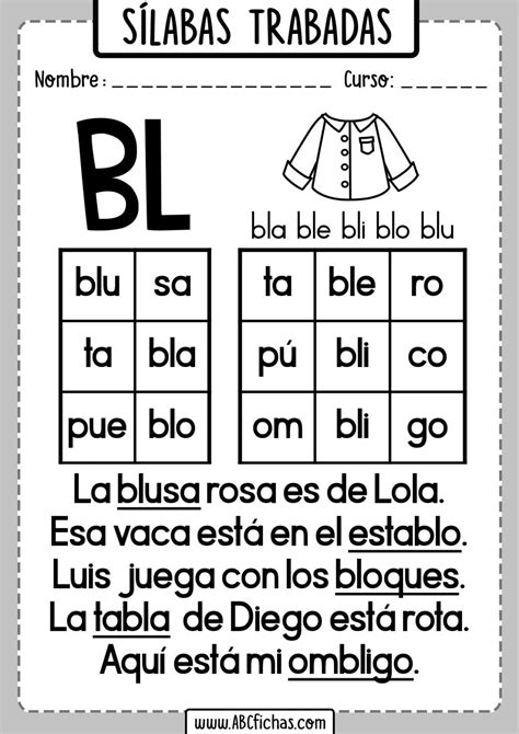 Fichas Para Trabajar Las S Labas Trabadas Incluye Ejercicios