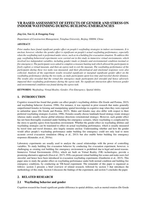 pdf vr based assessment of effects of gender and stress on indoor wayfinding during building
