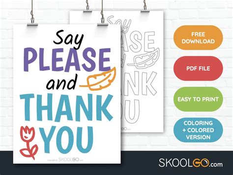 A Poster With The Words Say Please And Thank You On It In Different Colors