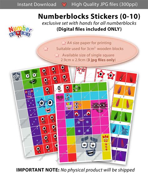 Numberblocks Faces And Hands Cm A Stickers Printing Etsy Canada