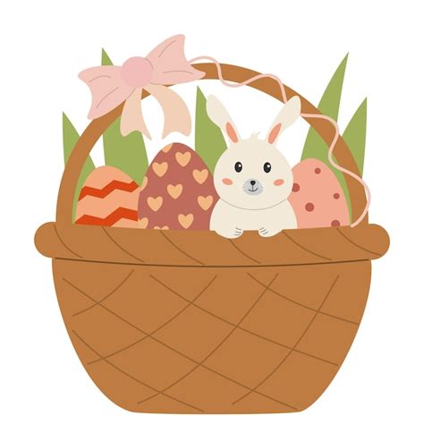 Premium Vector Stock Vector Graphics Easter Bunny In A Basket With