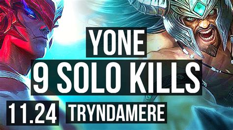 YONE Vs TRYNDA MID 9 Solo Kills 1500 Games 1 6M Mastery KR