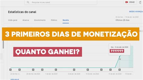 Quanto eu ganhei nos 3 Primeiros dias de monetização do meu canal