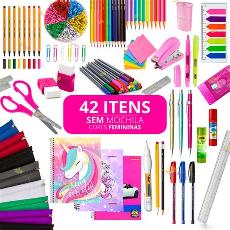 Kit Material Escolar Menina Completo Mochila Feminina Escolar Material