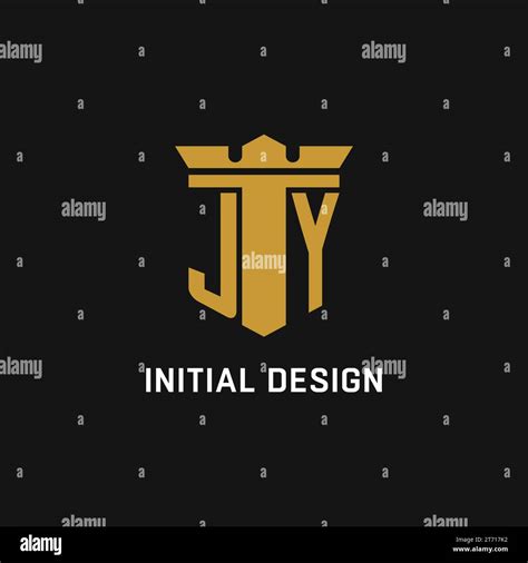 JY Initial Logo With Shield And Crown Style Design Ideas Stock Vector