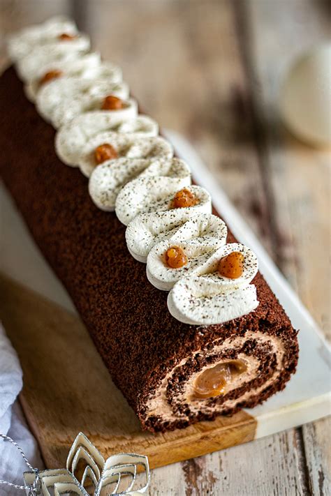 bûche roulée chocolat caramel et vanille Surprises et Gourmandises