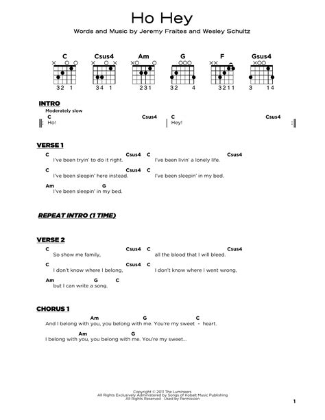 Ho Hey By The Lumineers Sheet Music For Really Easy Guitar At Sheet