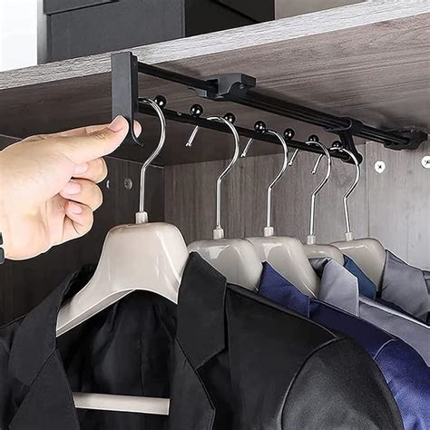 Heavy Duty Retractable Closet Pull Out Rod Wardrobe Clothes Hanger