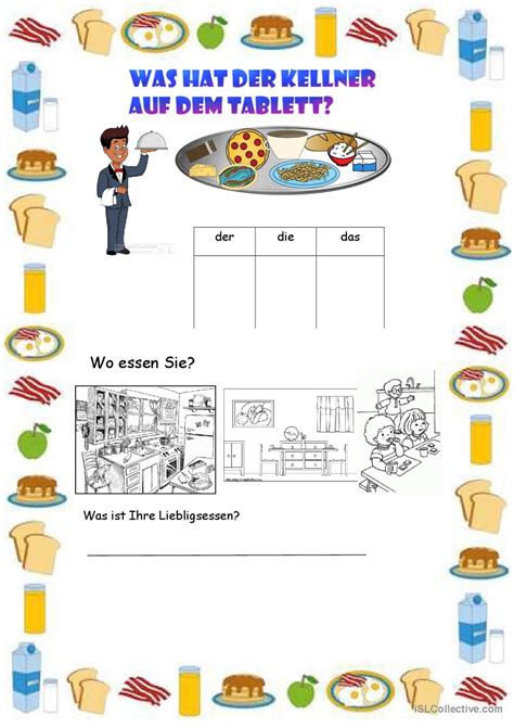Essen 1 Deutsch DAF Arbeitsblätter pdf doc