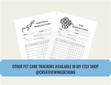Reptile Chore Chart Bearded Dragon Care Tracker Pet Feeding Etsy UK