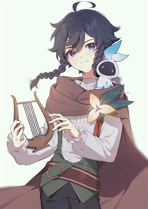 Venti Barbatos And Nameless Bard Genshin Impact Drawn By Kkopoli
