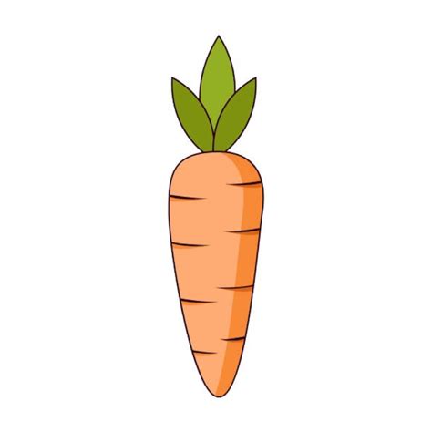 Un dibujo de una zanahoria con una hoja verde en él Vector Premium