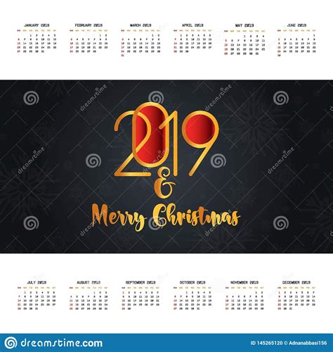 Vetor 2019 Do Projeto Do Calend rio Do Natal Ilustração do Vetor
