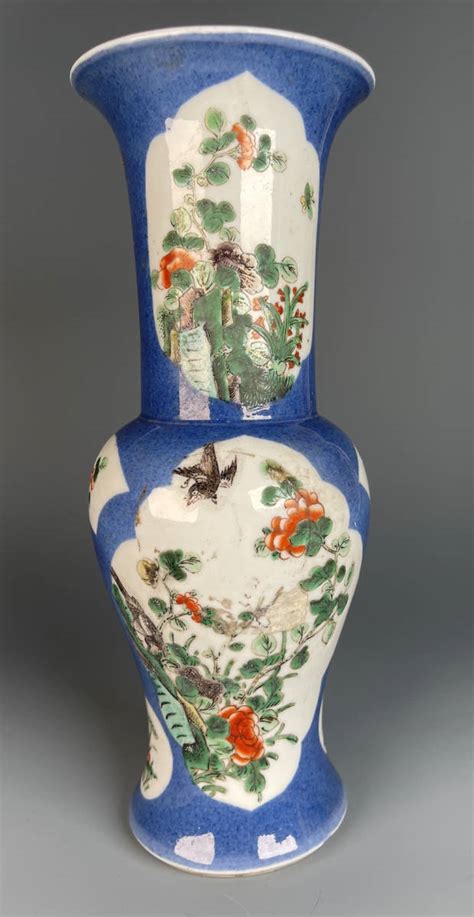 中国清王朝 清朝 清代 磁器 五彩 五色 花瓶 花入 花器 粉彩康熙年制 日本代购 买对网