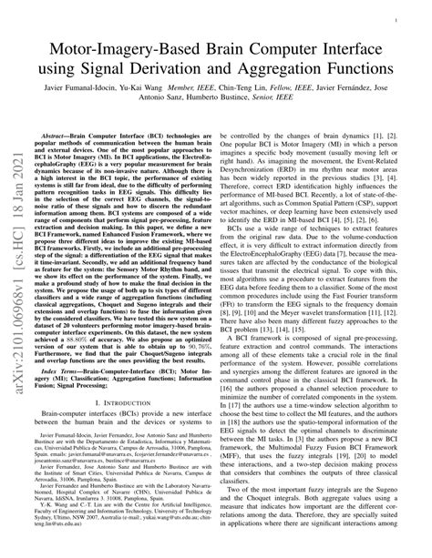 pdf motor imagery based brain computer interface using signal derivation and aggregation functions