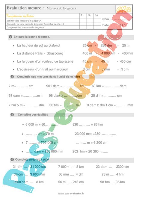 Les Mesures De Longueurs Au Cm Avec Le Bilan Et L Valuation Avec La
