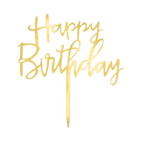 Topper na tort Happy Birthday złoty