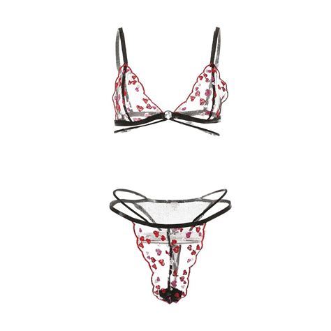 Kaufe Damen Sexy Blumenstickerei Spitze Hohl durchsichtige Unterwäsche