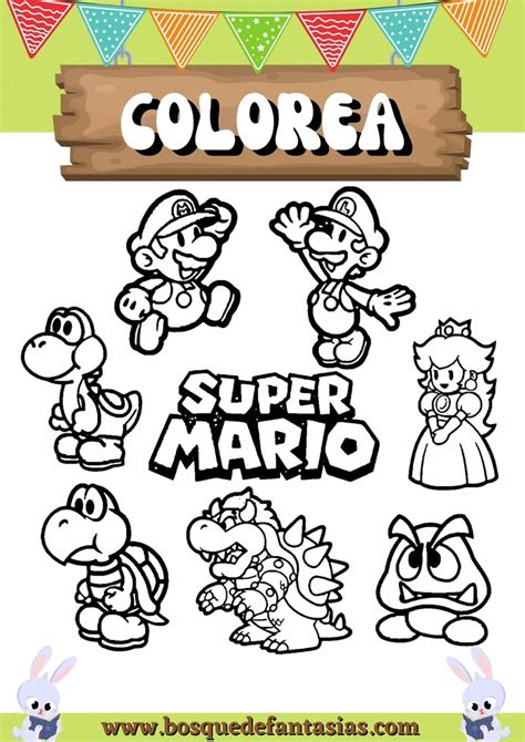 DIBUJOS de MARIO BROS para niños Para colorear e imprimir