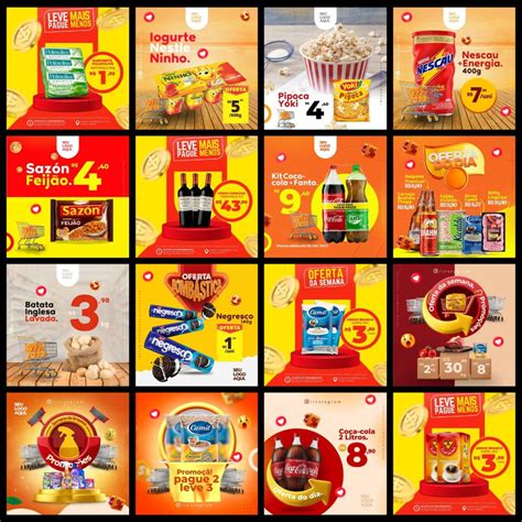 250 Artes para Supermercados Templates Editáveis Canva
