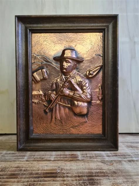 Tableau En Cuivre Repouss Repr Sentant Un Homme Jouant De La Musette