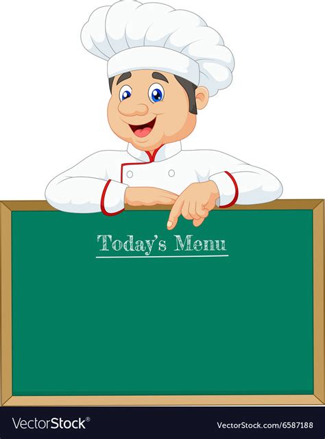 Cartoon Chef Cloche Pointing At Menu Board Vector Image