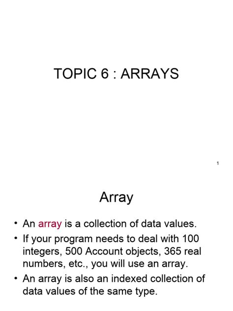 topic 6 arrays pdf data computer data