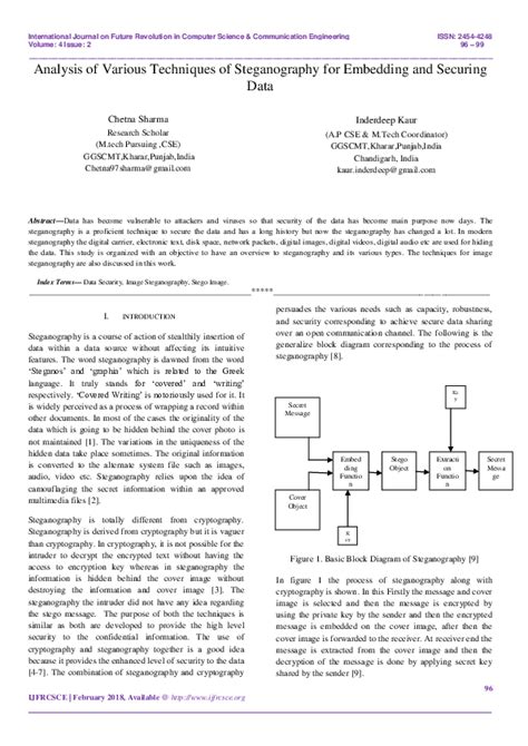 pdf analysis of various techniques of steganography for embedding and securing data ijfrcsce