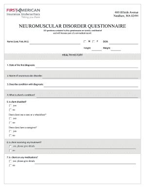 Fillable Online NEUROMUSCULAR DISORDER QUESTIONNAIRE FAIU Fax Email