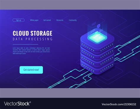 Isometric Cloud Storage Landing Page Concept Vector Image