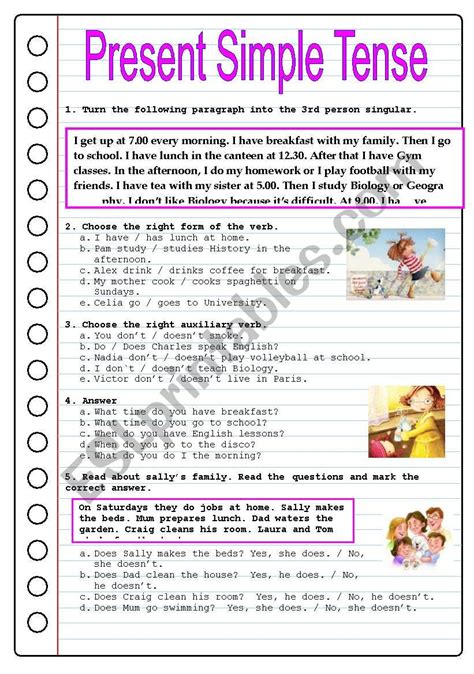 PRESENT SIMPLE TENSE ESL Worksheet By Antoarg