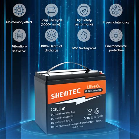 Shentec 12V 50Ah LiFePO4 Akku Lithium Batterie für Solarenergie