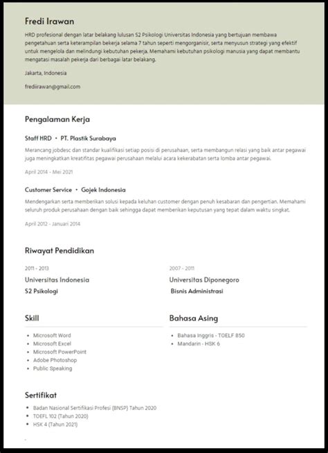 Contoh Cv Fresh Graduate Tanpa Pengalaman Contoh Surat Resmi