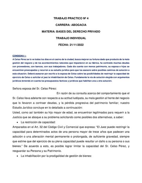 TP Nro 4 DER344 Bases DEL Derecho Privado 90 TRABAJO PRACTICO Nº 4