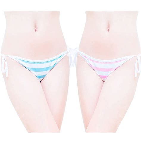 Buy Japanese Striped Panties Bikini Cotton Anime Blue Pink Cosplay Underwear 2 Pack Briefs