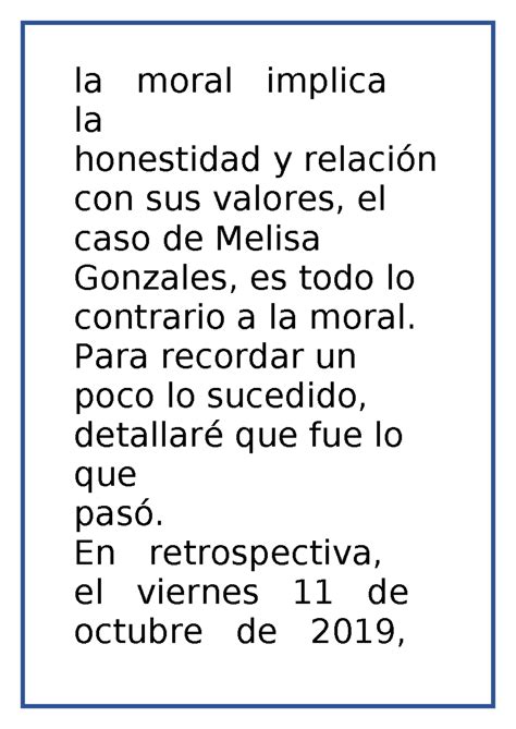 CASO Melissa Gagliuffi Ciudadania Y Reflexion Etica La Moral