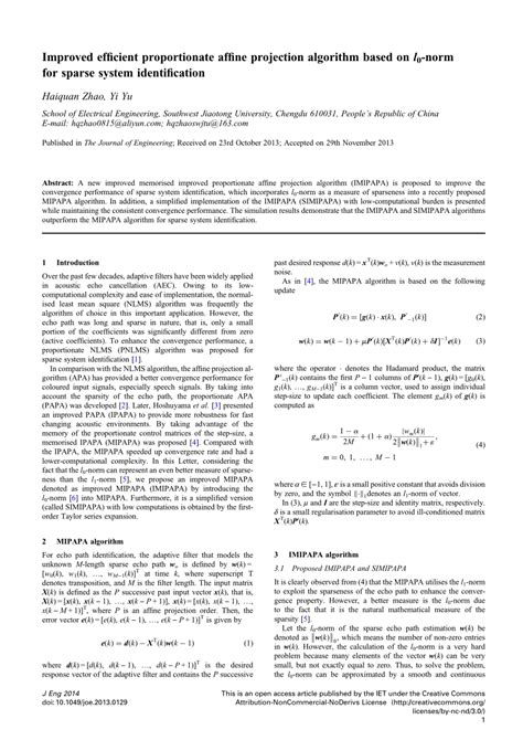 pdf an efficient memory improved proportionate affine projection sign algorithm based on l0