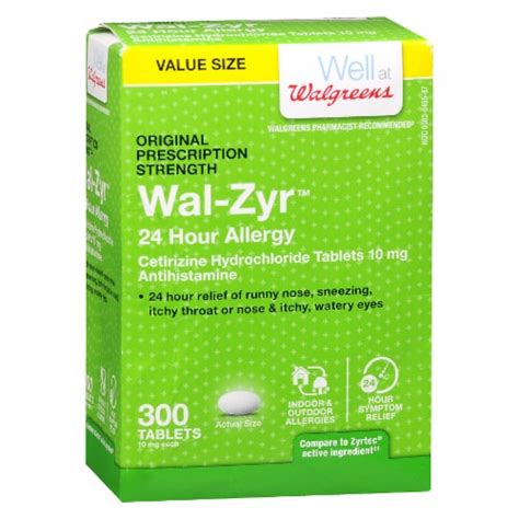 Walgreens Wal Zyr Hour Allergy Tablets Mg Ct Foods Co