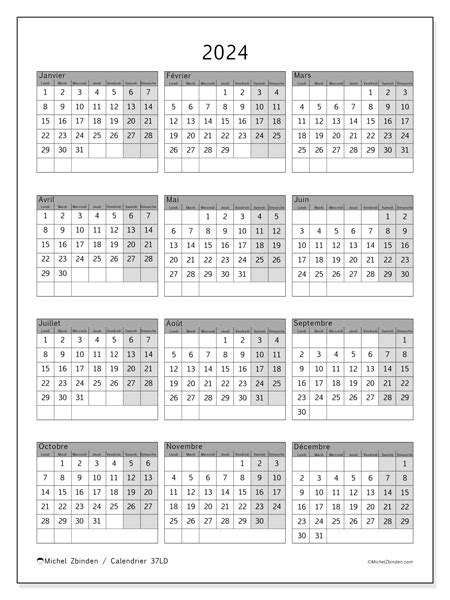 Calendrier Annuel 2024 Gratuit à Imprimer Gipsy Kaitlin