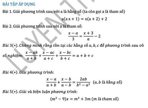 Phương trình chứa tham số Lớp 8 Nâng cao
