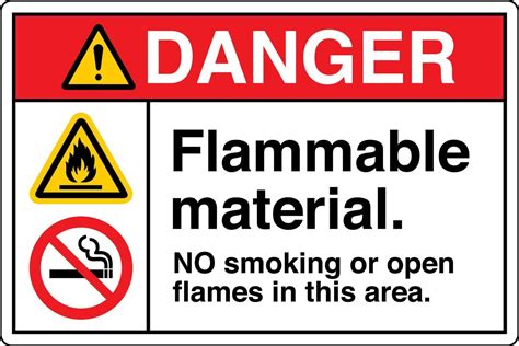 Safety Sign Marking Label Symbol Pictogram Danger Flammable Material NO
