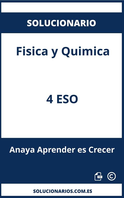 Solucionario De Fisica Y Quimica 4 ESO Anaya Aprender Es Crecer