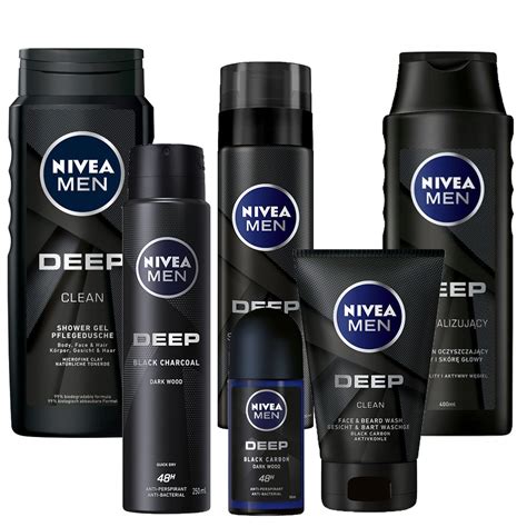 Nivea Men Deep Zestaw Kosmetyków Do Pielęgnacji Ciała I Twarzy 6 Szt
