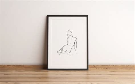 Naked Sitting Woman Minimalist Print Sitting Woman Dressing Etsy